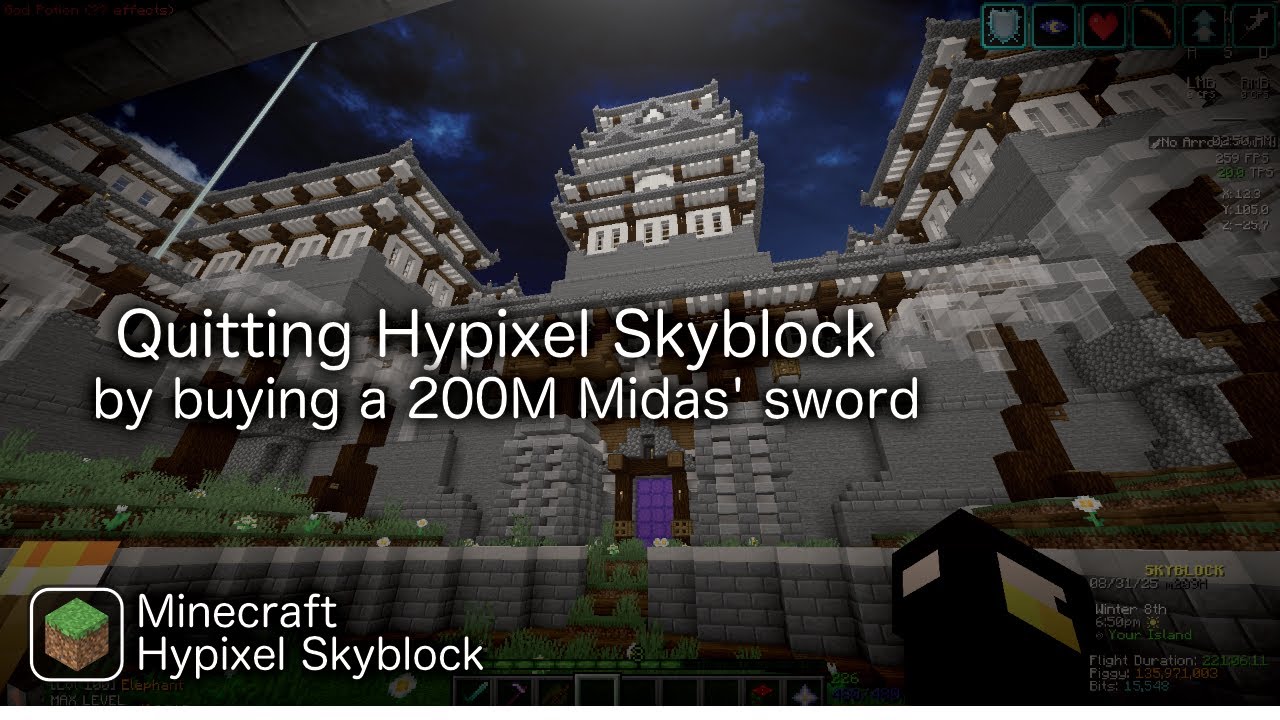 Quitting Hypixel skyblock by buying a 200M Midas' sword - YouTube