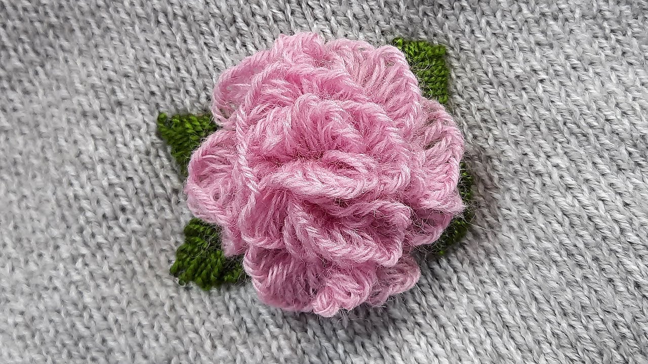 Wool Spiral Rose Embroidery for knitwear Applique on tulle - YouTube
