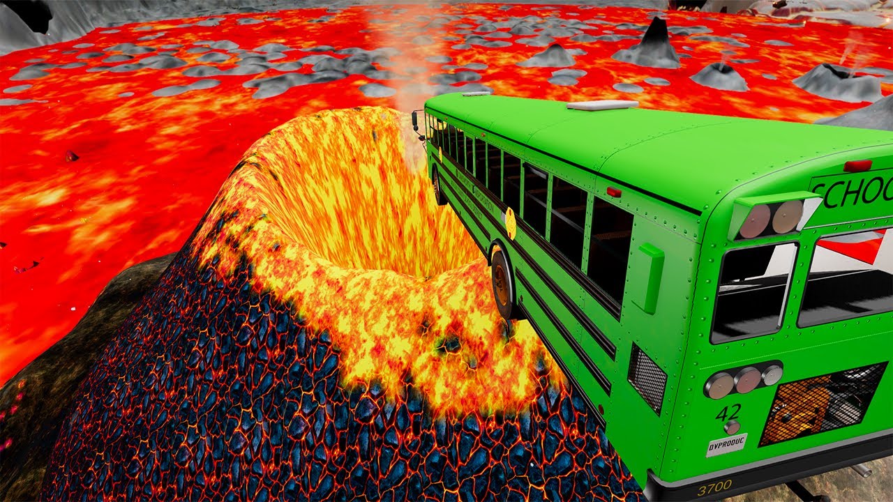 Throwing Cars Into HOT LAVA VOLCANO - BeamNG.Drive - YouTube