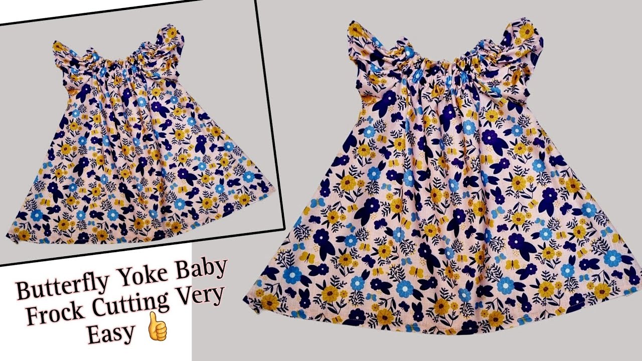 Butterfly Yoke Baby Frock Cutting and Stitching | Baby Frock Cutting ...