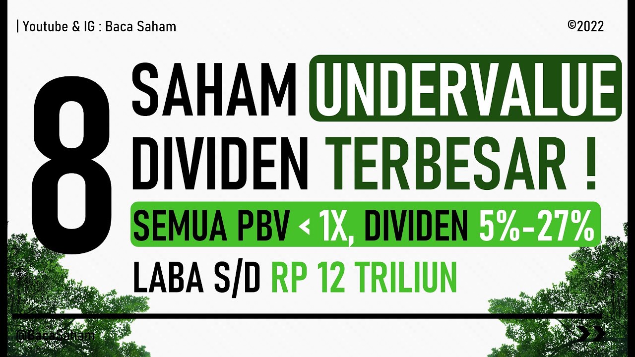 8 Saham Undervalue & Bagus, Dividen Terbesar ! - YouTube