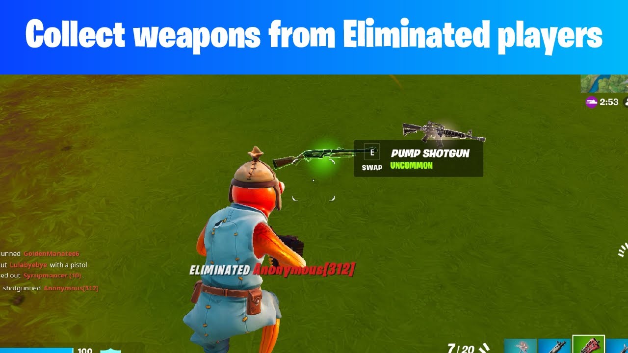 Fortnite วิธีทำ Collect weapons from Eliminated players Week 0 - YouTube