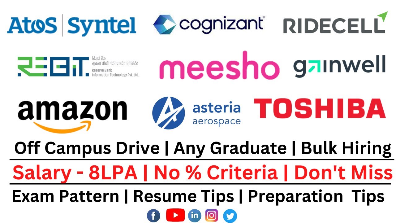 Off Campus Drive | Batch - 2018|2019|2020|2021|2022|2023 | Bulk Hiring ...