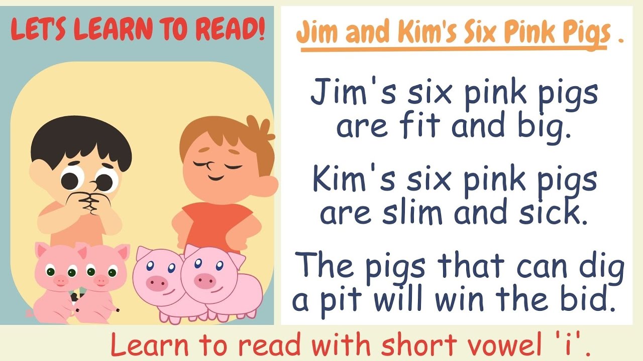 LEARN TO READ! | PRACTICE READING ENGLISH | Short Sound 'i' | Jim and ...