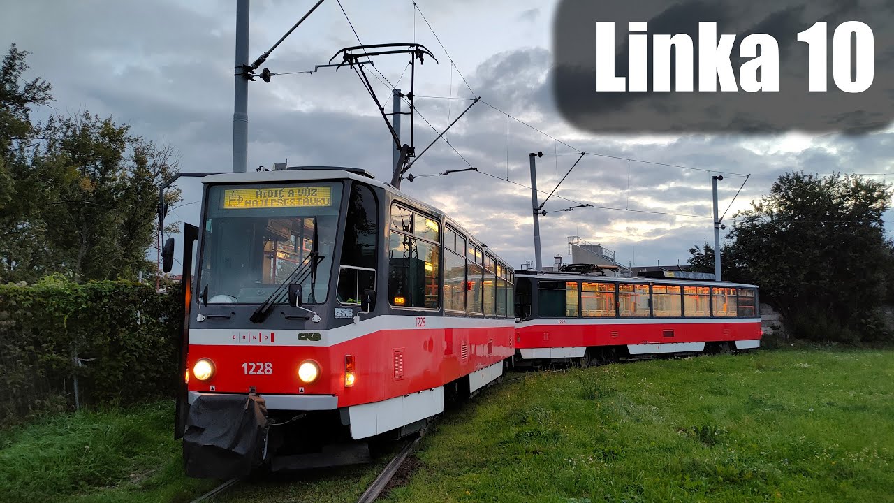 Linka 10 Brno -- Stránská skála - Ečerova [ČKD DS 2xT6A5] [Tram Cab ...