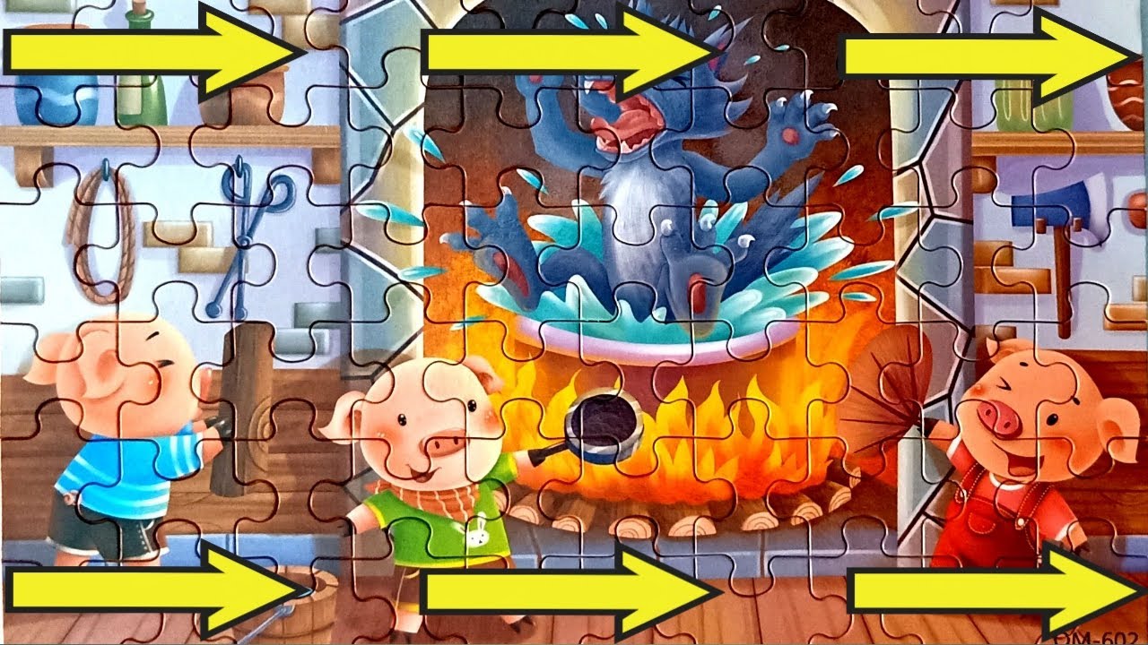 PUZZLE FOR KIDS | THREE BRAVE PIGS CATCH THE WOLF | SET LEFT TO RIGHT ...