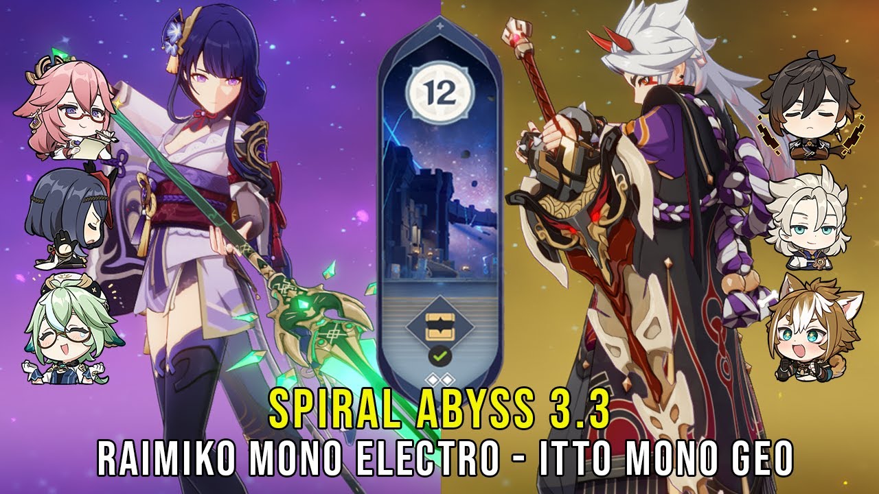 C0 Raiden Miko Mono Electro and C0 Itto Mono Geo - Genshin Impact Abyss ...