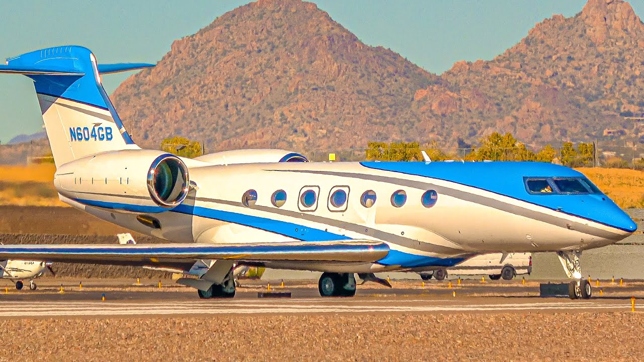 (4K) Gulfstreams GALORE! Private Jet Plane Spotting Scottsdale (KSDL ...