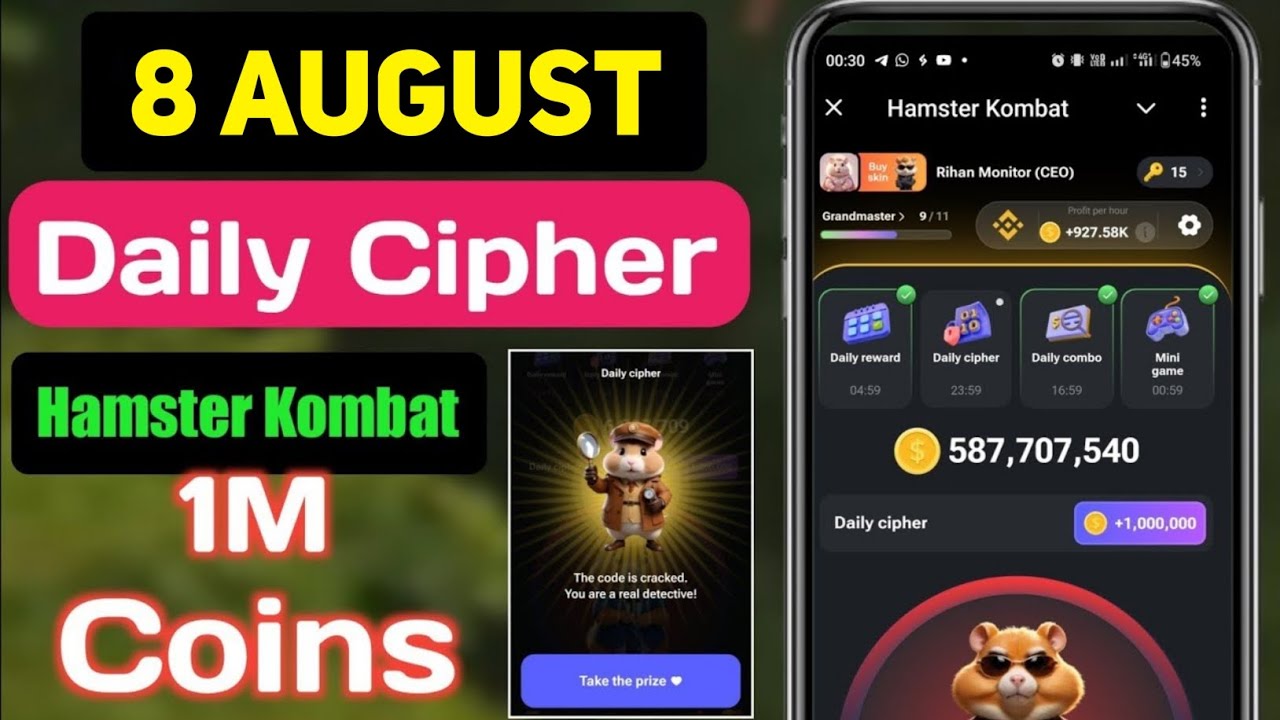 8 August Hamster Kombat Daily Cipher | Hamster Kombat Daily Cipher Code ...