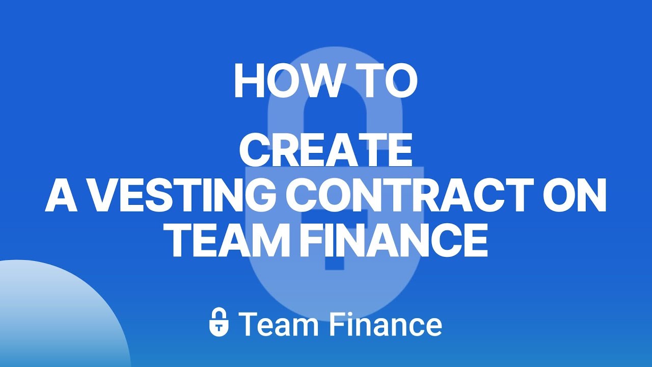How to create a vesting contract using Team Finance - YouTube