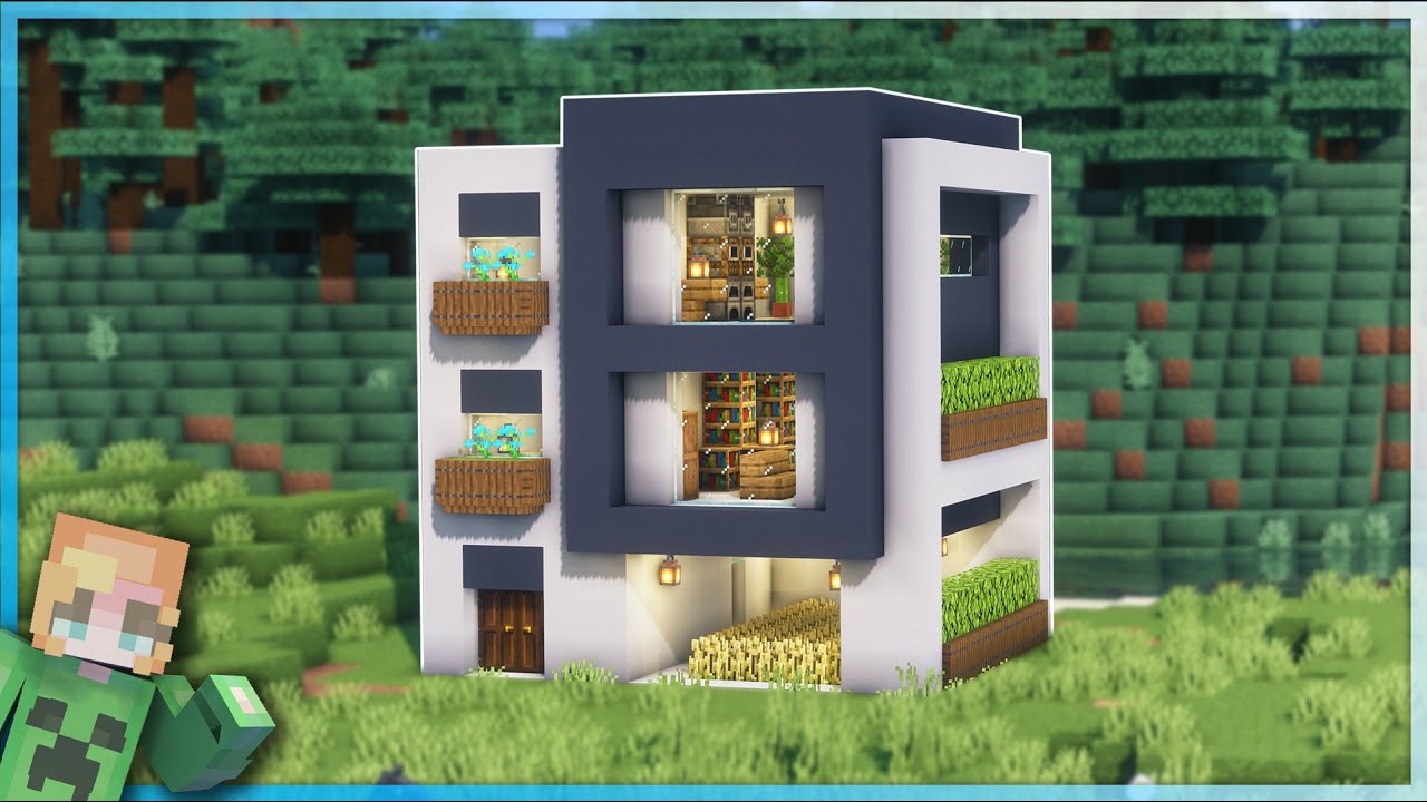 【Minecraft: How to build #7】simple modern house tutorial - YouTube