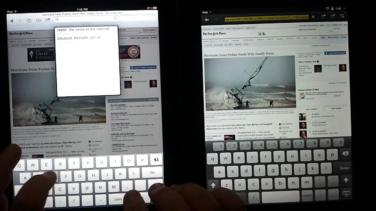 iPad vs Touchpad browsing and screen - YouTube