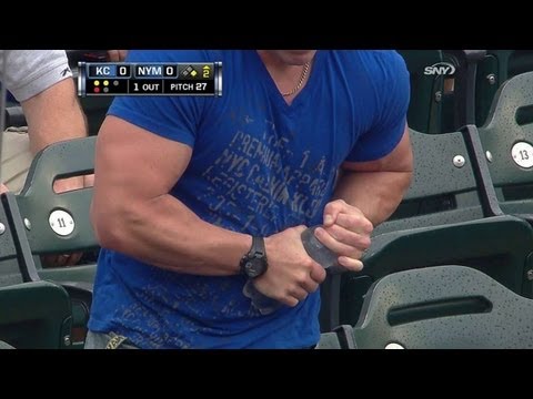 Muscular fan struggles with water bottle