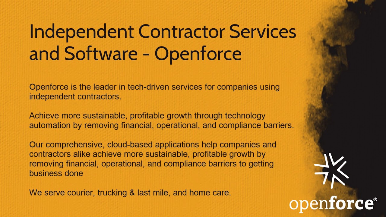 Independent Contractor Services And Software Openforce YouTube Independent Contractor Services And Software Openforce YouTube