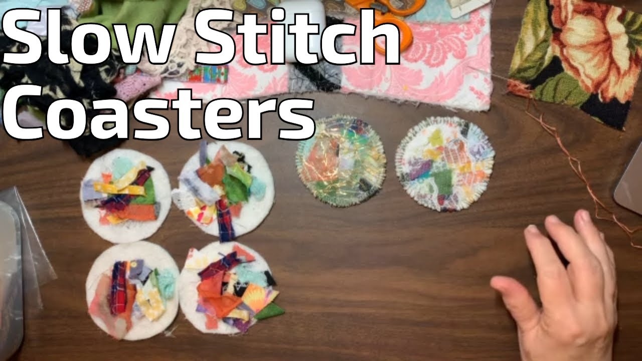 Slow Stitch Double-Layered Coasters Using Tiny Scraps for Home Decor ...