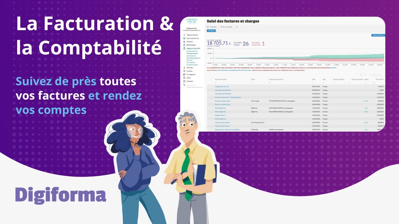 Les fonctionnalités Digiforma - La facturation et la comptabilité - YouTube