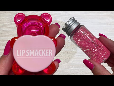 PINK Slime Coloring With Makeup!! Lip Smacker Slime ASMR!! Slime Video ...