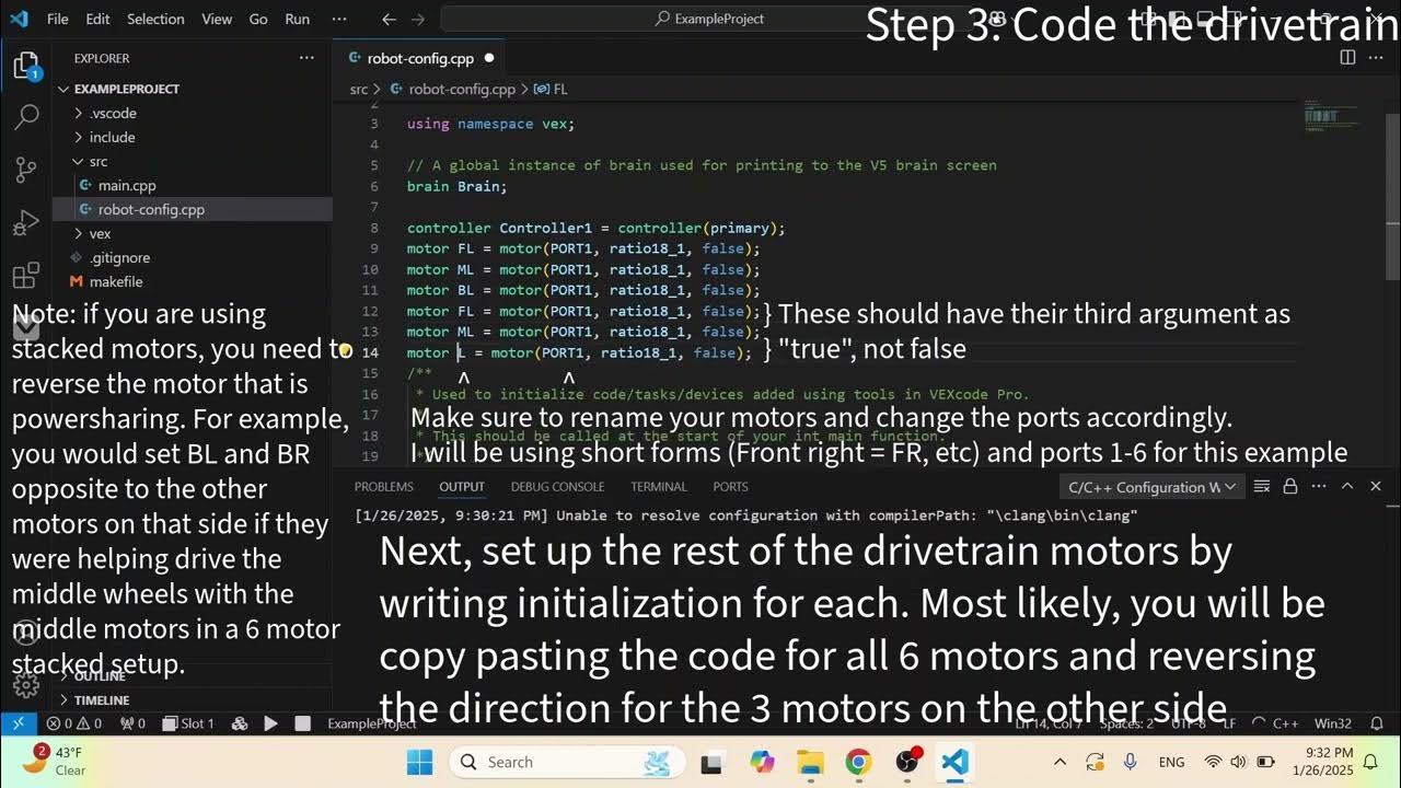 VEX programming using VS Code: VS Code setup, drivetrain, intake, and pneumatics - YouTube