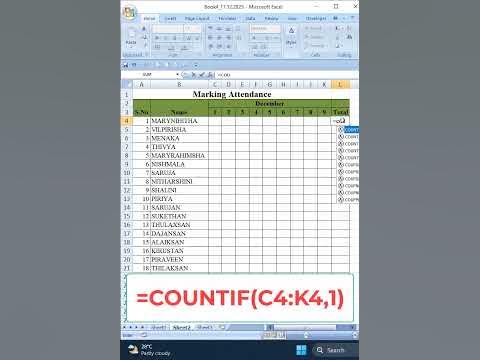 Marking attendance in excel #exceltech exceltips#attendancemanagement#excel#excelguide # ...