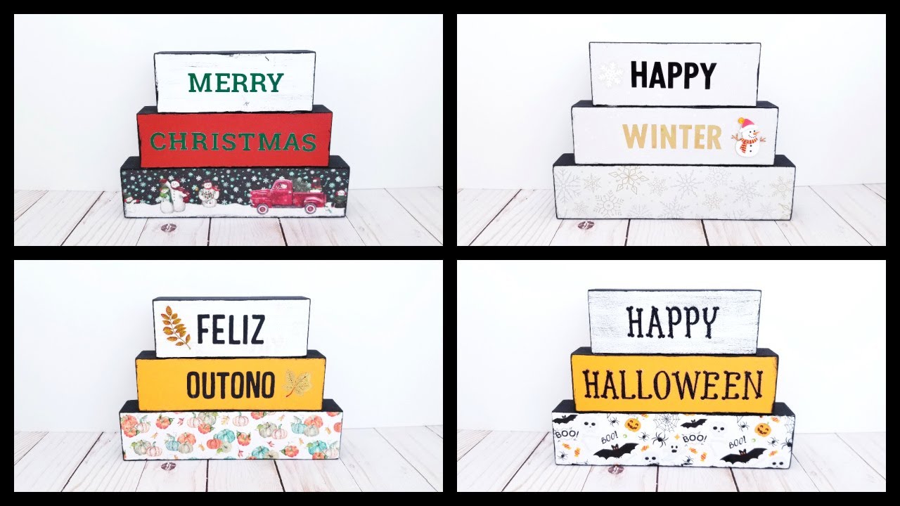 DIY Reversible Block Signs | Home Decor | Nanda's Crafts - YouTube