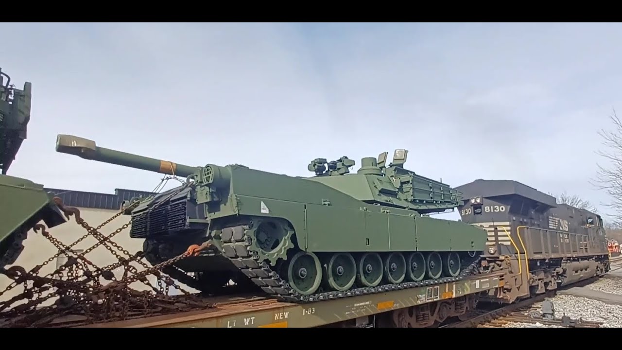 Surprised Railing! Norfolk Southern #8130 w/ Military Tanks & Caught ...