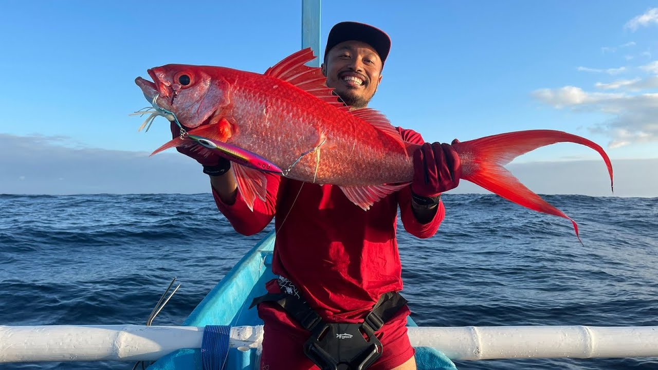 My first ever long tail ruby snapper with my first jigging rod and reel setup - YouTube