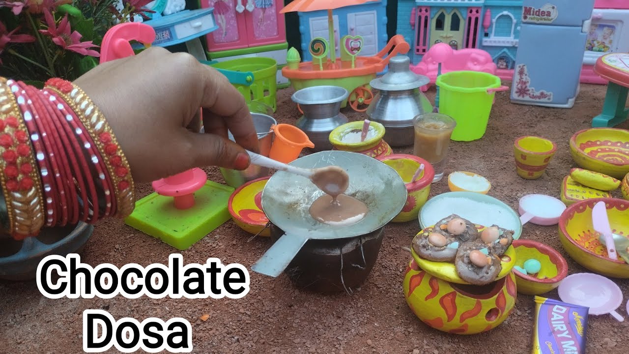 Miniature chocolate dosa recipe|Dairy milk chocolate dosa|Tiny food ...