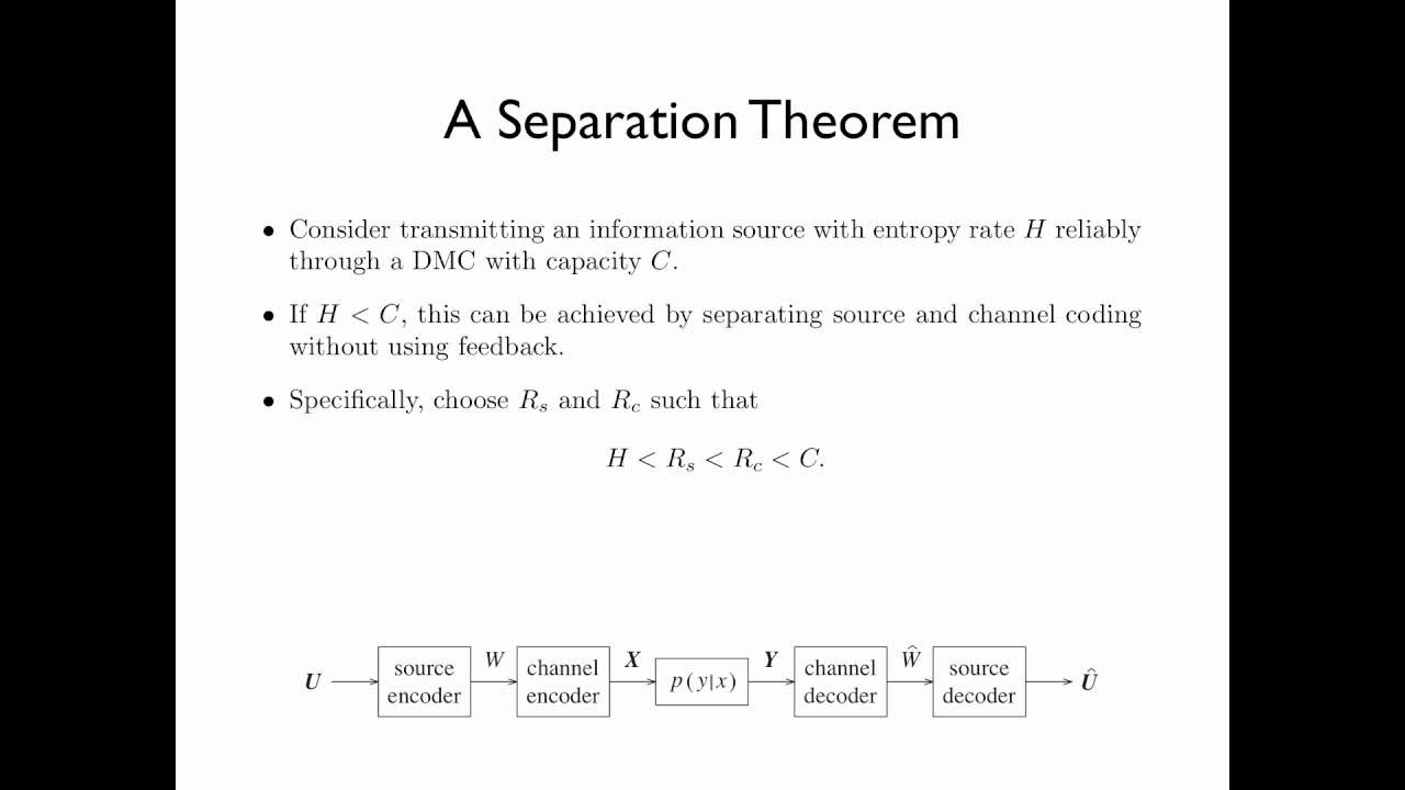 Chapter 7 Discrete Memoryless Channels - Section 7.7 Separation of Source and Channel Coding ...