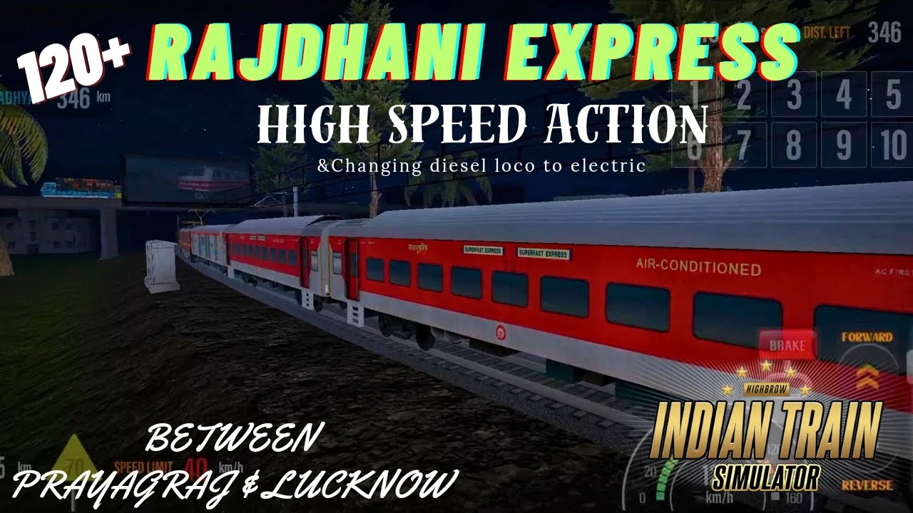 Rajdhani Express High Speed Action Between Prayagraj & Lucknow at Night ...