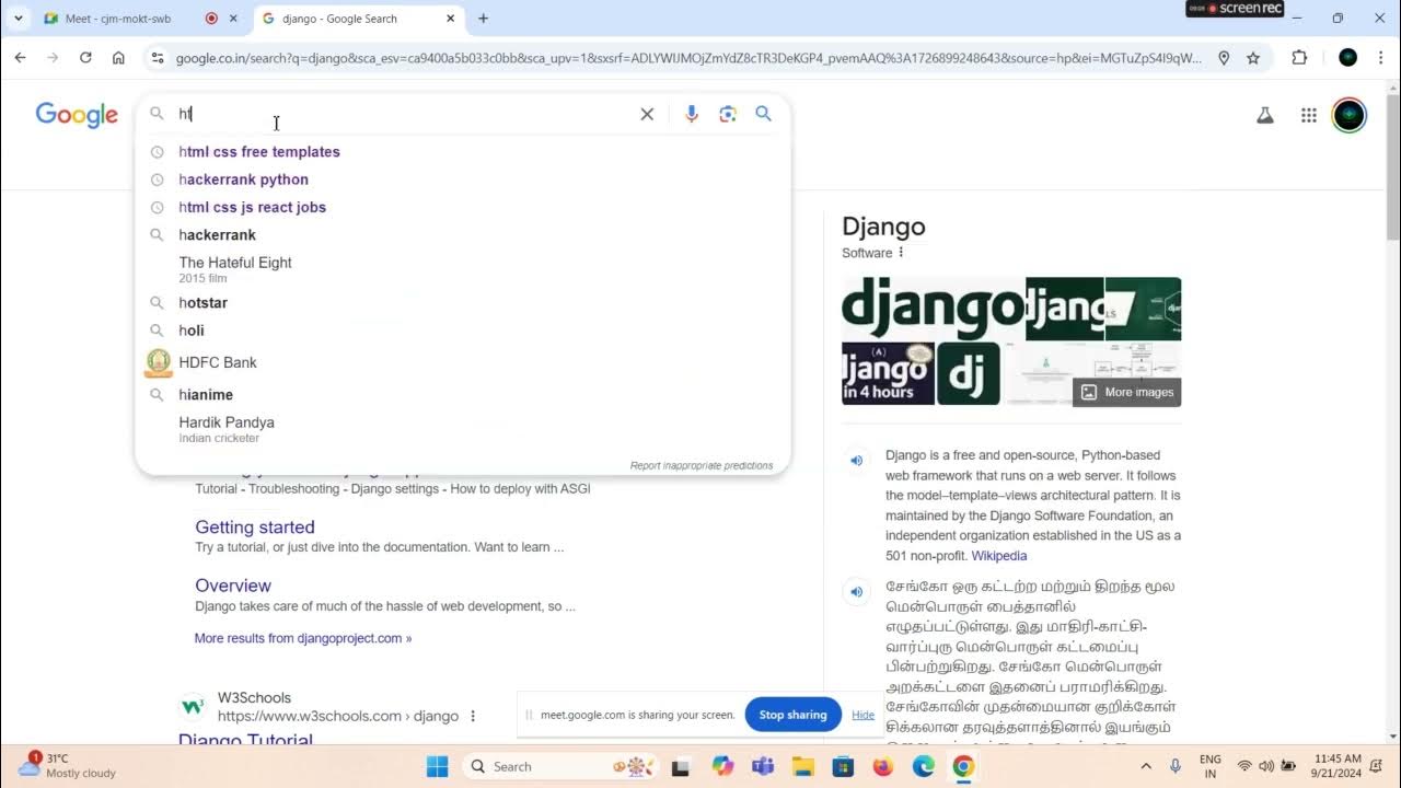 DJANGO CLASS 1 #introduction #django #tamil #programming #pythonclass - YouTube
