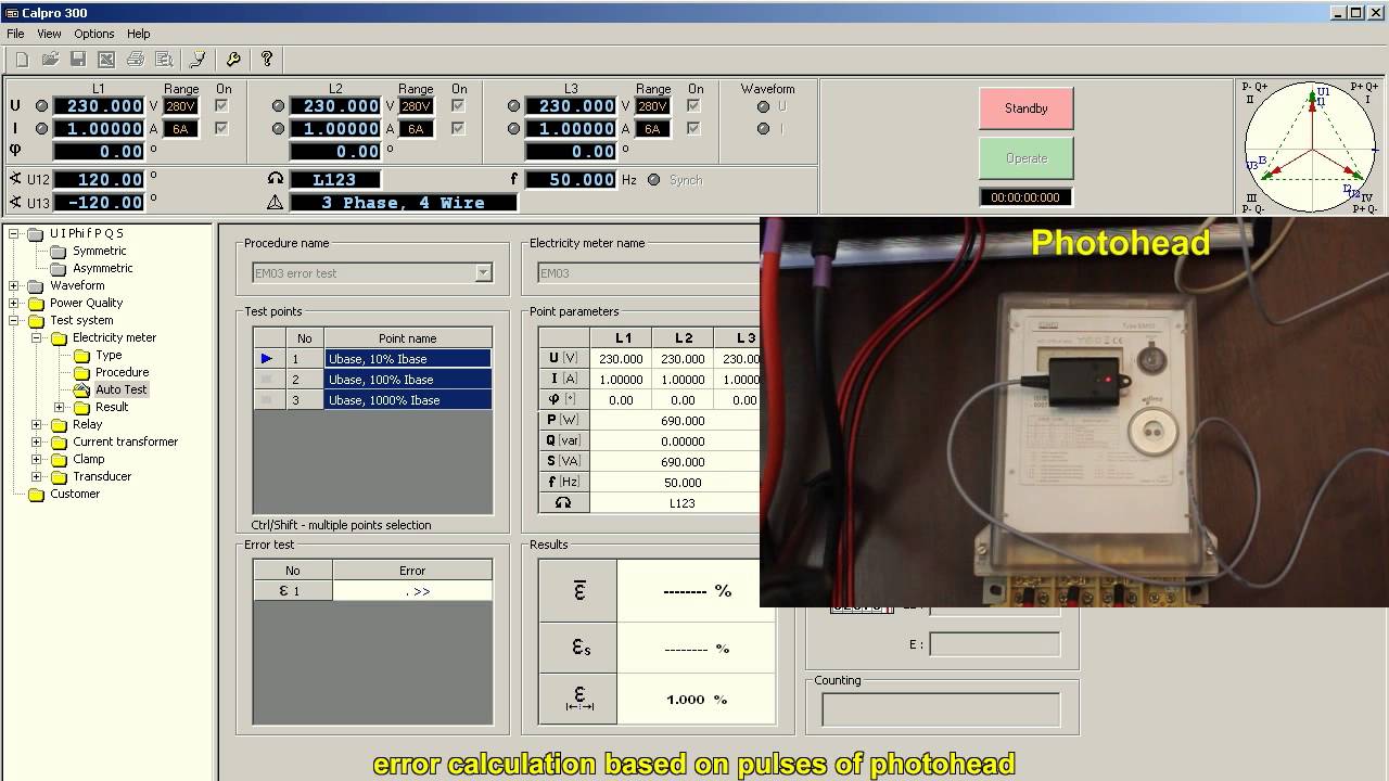 Electricity meter testing by using Calmet C300 - YouTube