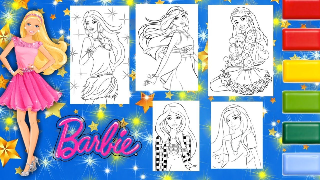 Barbie Coloring Pages | Speed Coloring | Glitter Coloring Barbie Doll ...