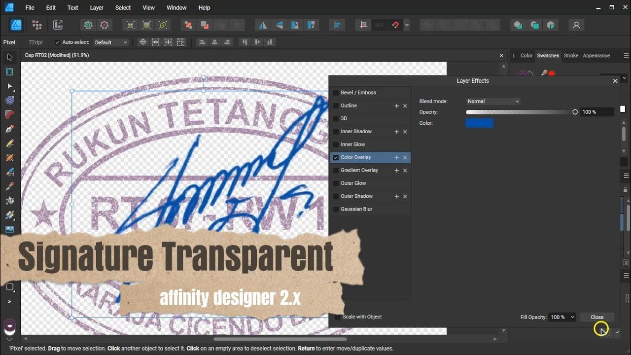 Transparent Signature - Affinity Designer 2.x - YouTube