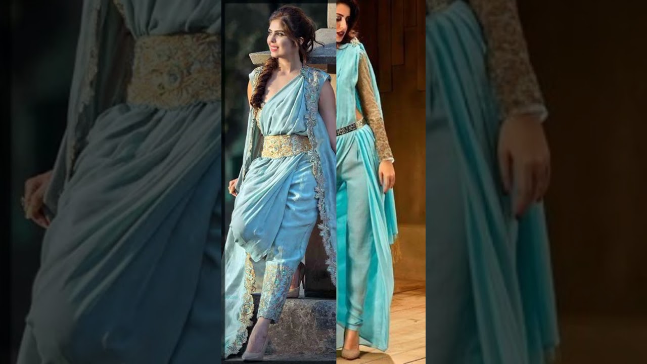 Pent Style Saree Draping #pent_style_saree #Stylish_dress #shorts - YouTube