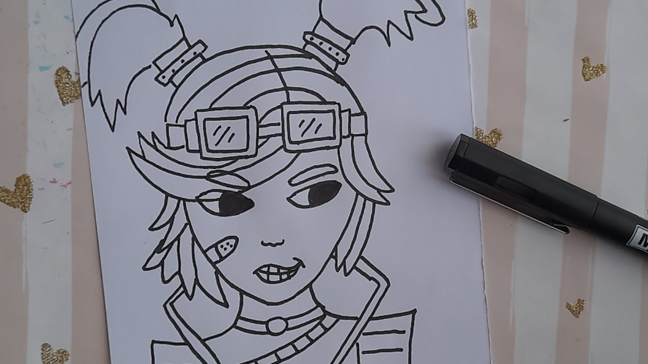 How to draw Gaige from Borderlands: Headshot easy drawing - YouTube