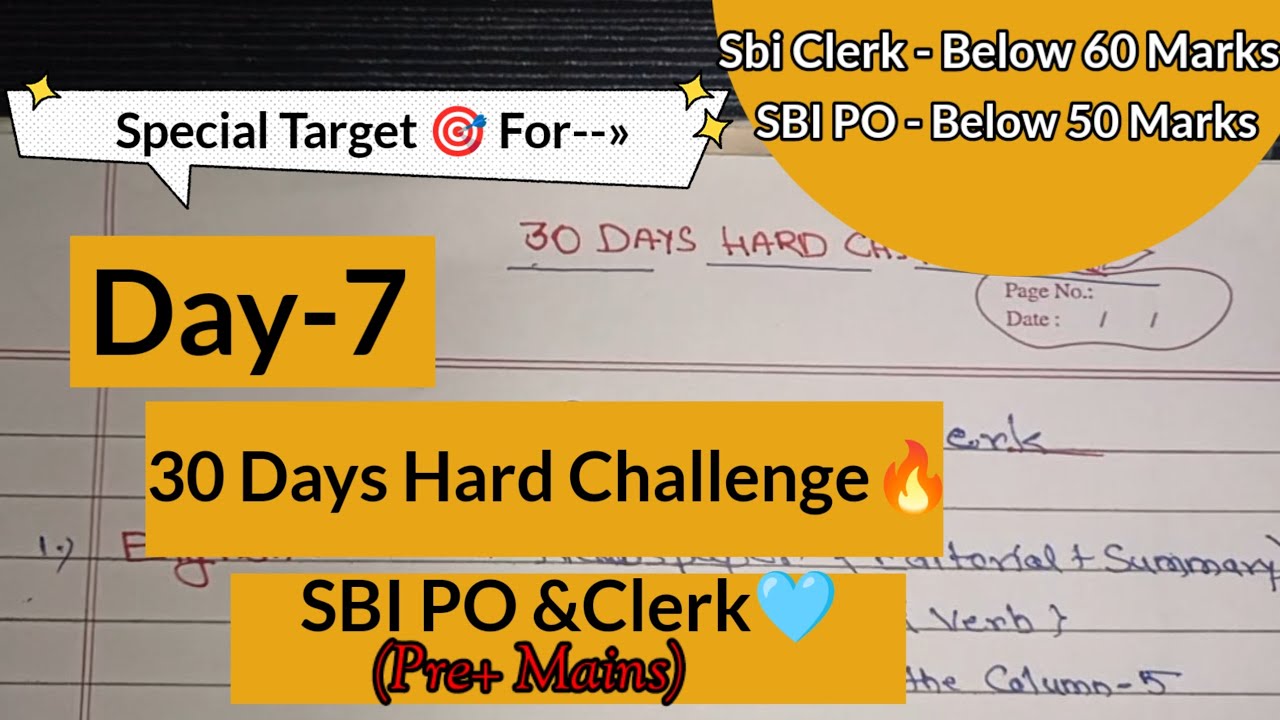"Day-7 | 30 Days Hard Challenge 🔥 | SBI PO & Clerk Preparation | Speed ...
