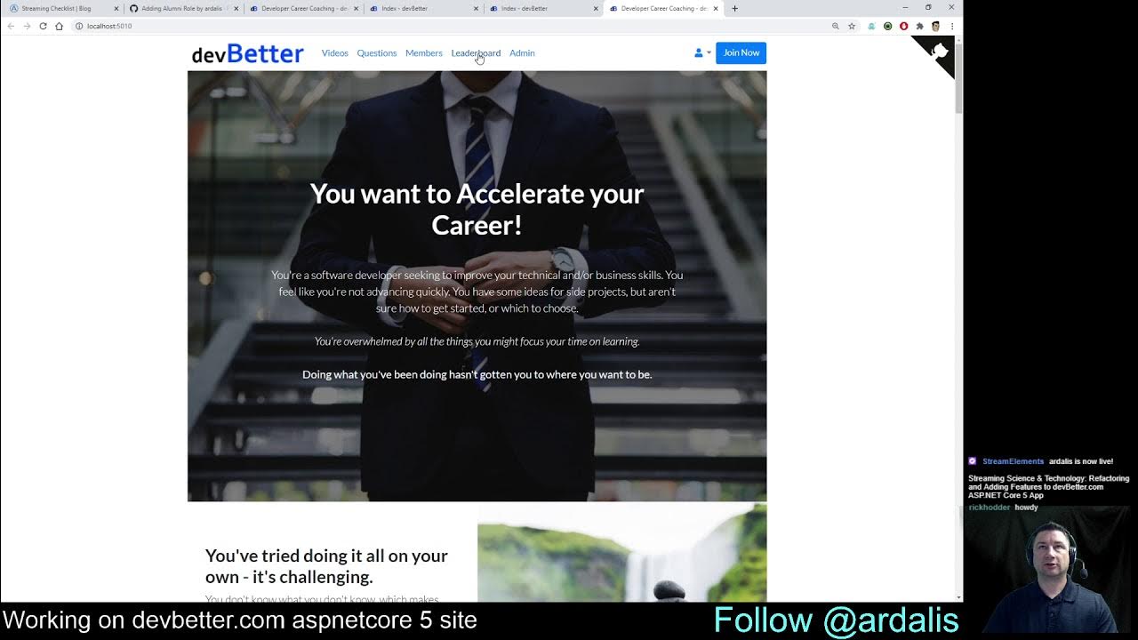 Refactoring and Adding Features to devBetter.com ASP.NET Core 5 App - YouTube