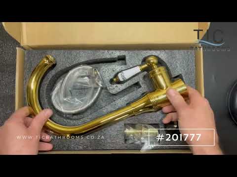 #201777 Gold Kitchen Mixer with Floral Ceramic Handle