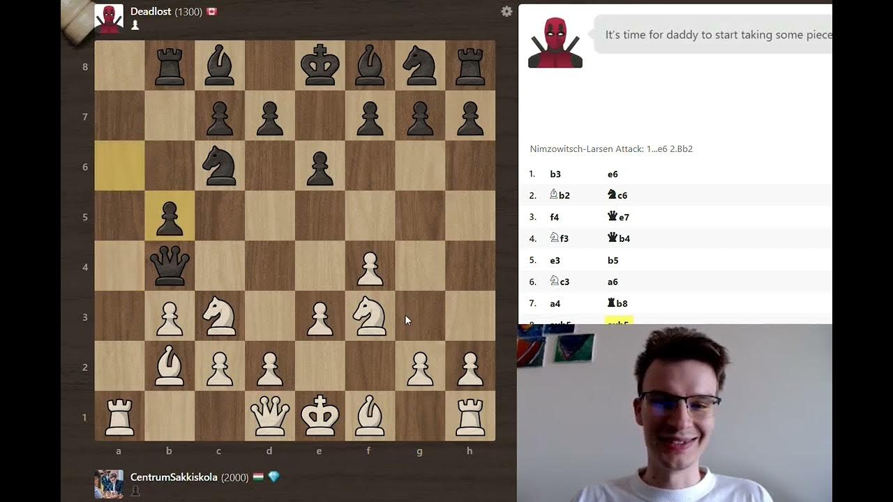 Sakk egy szuperhős ellen! Játék a Chess.com robotok ellen XXIII. rész (1300-as szint), 1.b3 ...