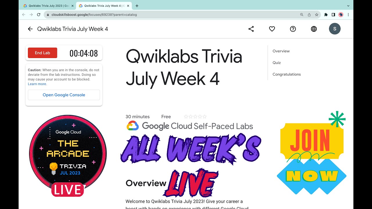 Qwiklabs Trivia Week 4 Of July 2023 Quicklab Qwiklabs Quiz Qwiklabs1 Youtube