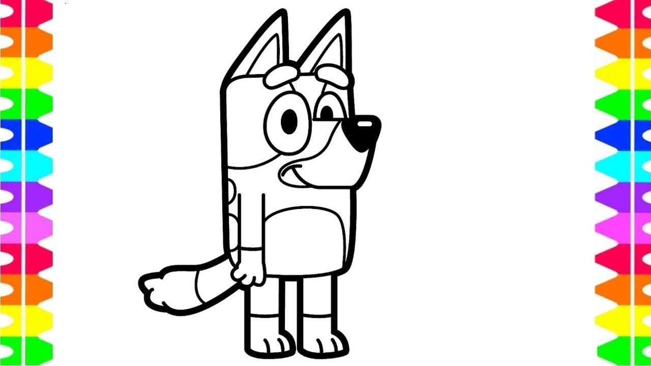 how to draw Bluey l Bluey drawing l colorful 💚💜 drawing l drawing for ...