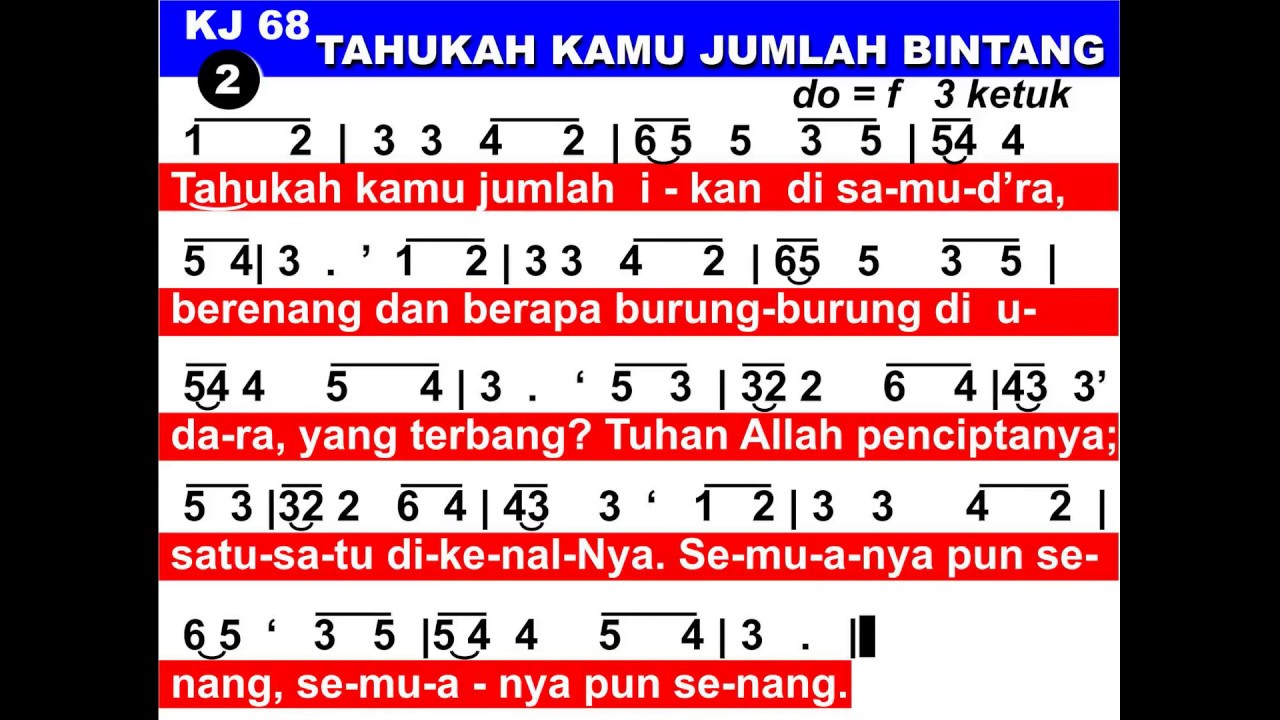 KJ 68 Tahukah kamu jumlah bintang (tanpa vocal) - YouTube