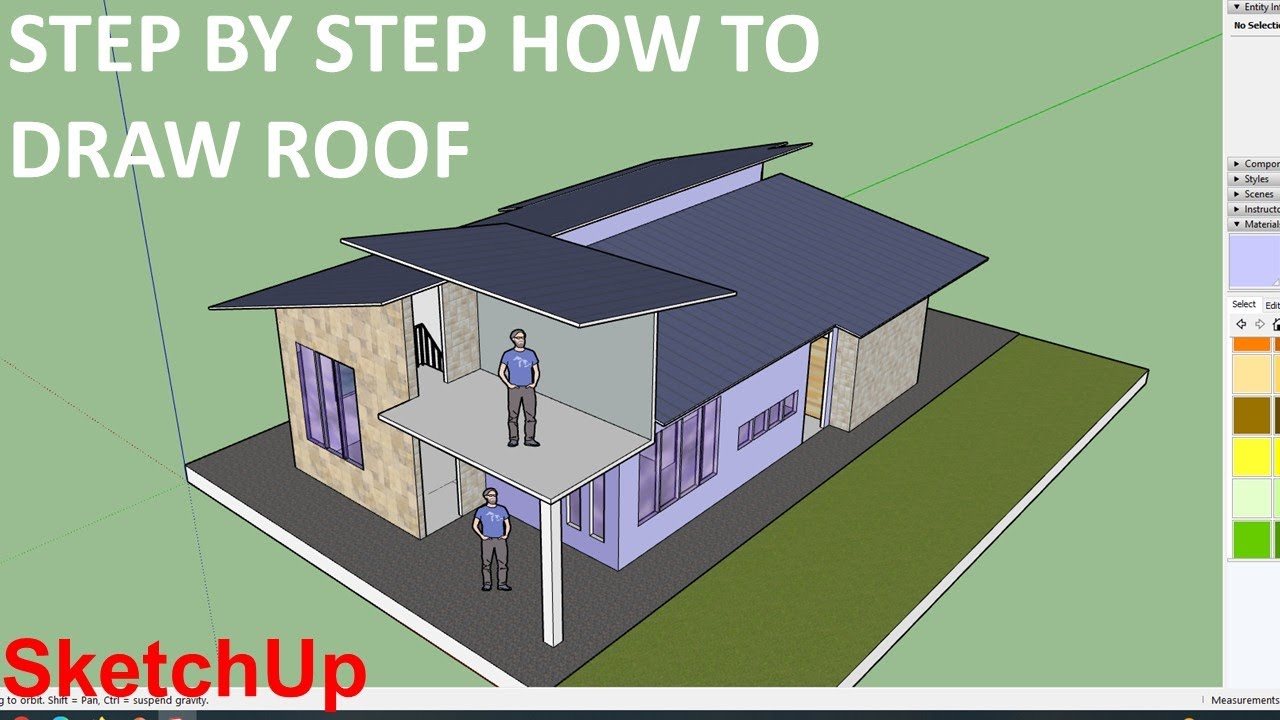 SketchUp How to Draw Roof Simple yet perfectly beautiful - YouTube
