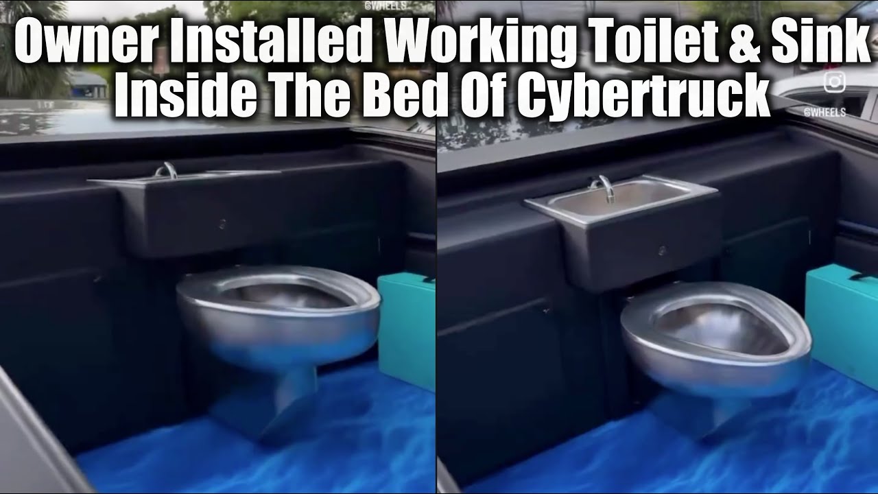Owner Installed Working Toilet & Sink Inside The Bed Of Cybertruck ...
