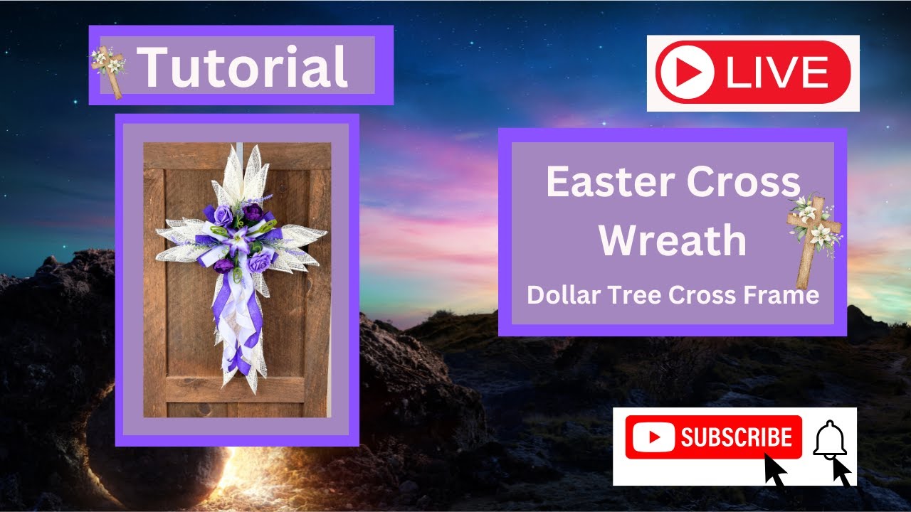 How to Make a Dollar Tree Cross Frame Wreath, Pedal Mesh Method Cross ...