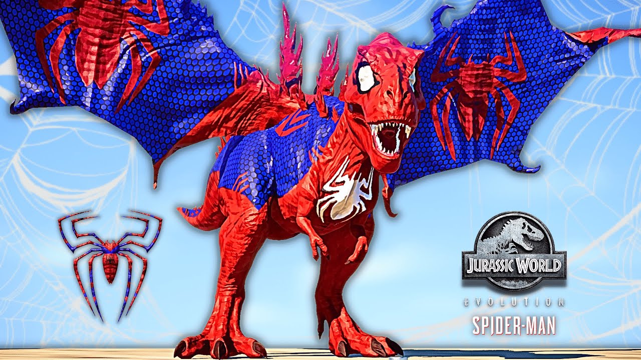 Winged Spider-Man Godzilla Tyrannosaurus Rex vs Marvel Team Dinosaurs ...