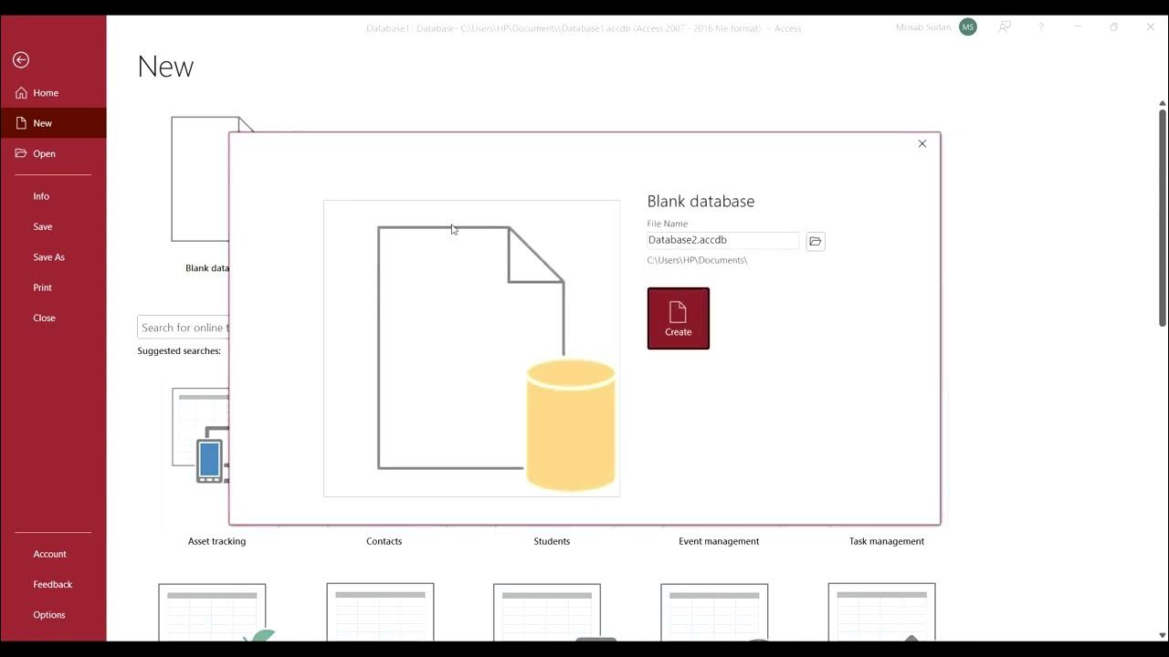 Create a new database in MS Access - YouTube