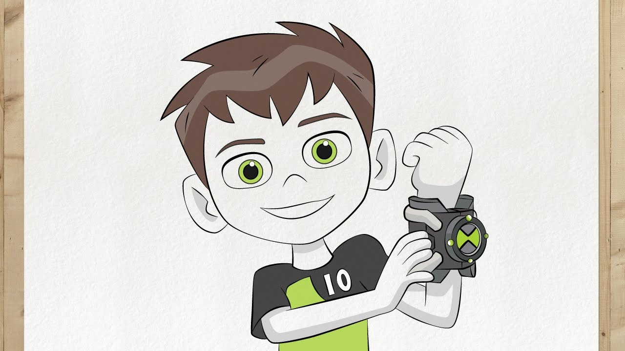 How to draw BEN 10 (Ben Tennyson) step by step, VERY EASY for beginners ...
