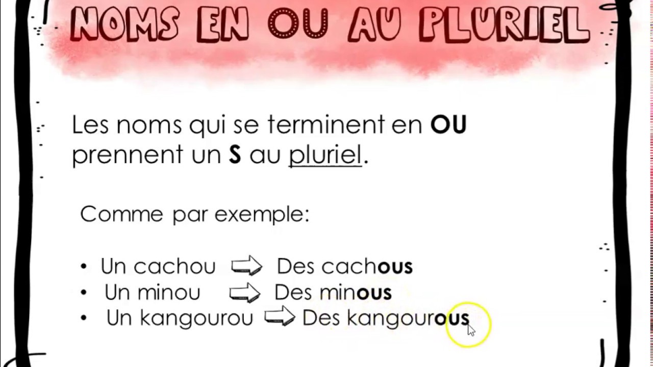 Le pluriel des noms en OU. - YouTube