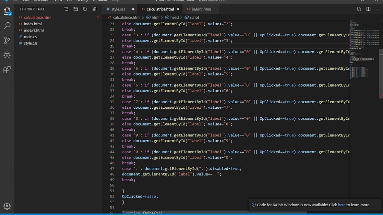 calculatrice html 5 table - YouTube